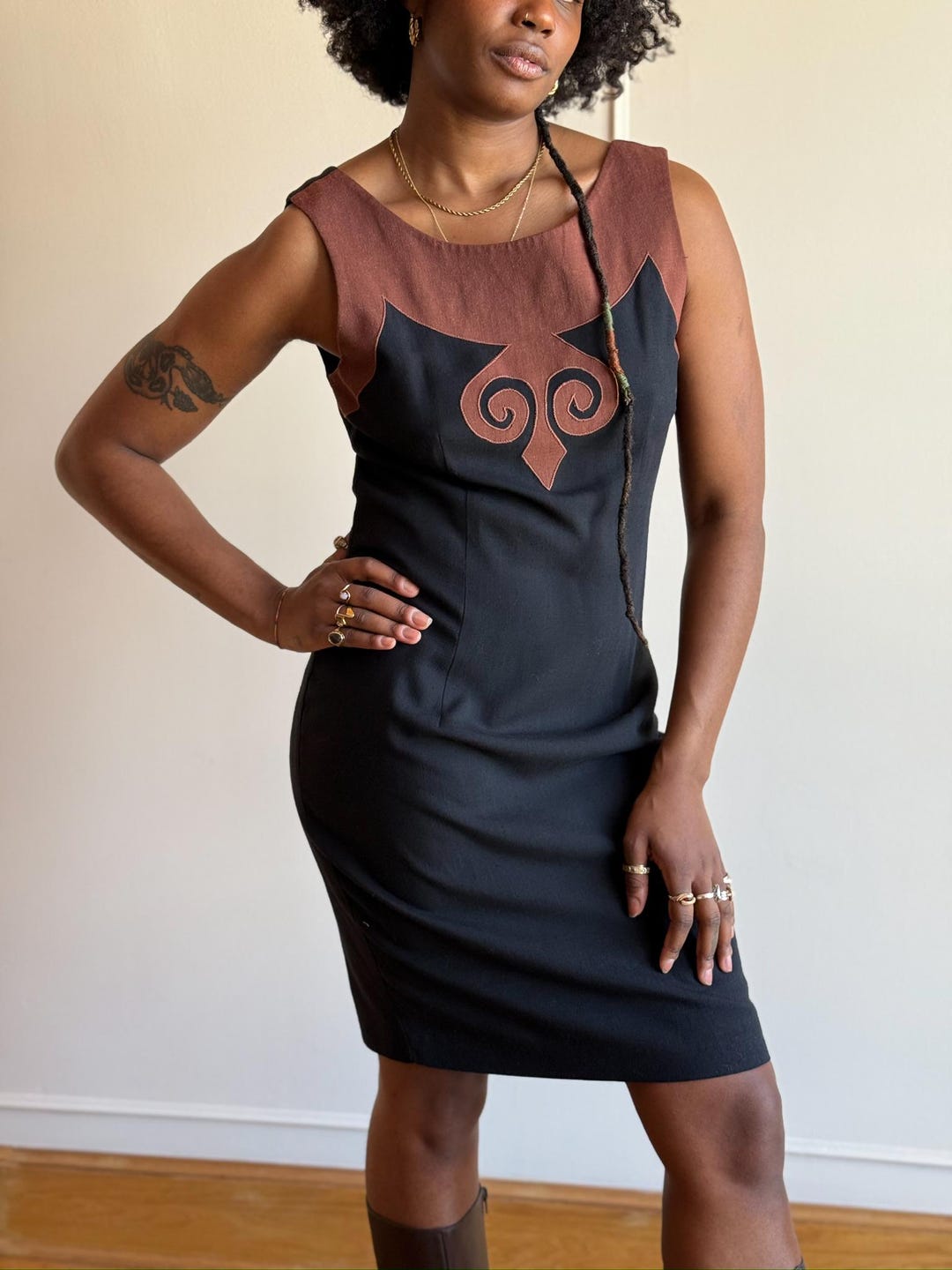 90s Linen Bodycon Dress – Jessica Howard Geometric Swirl Detail - Etsy