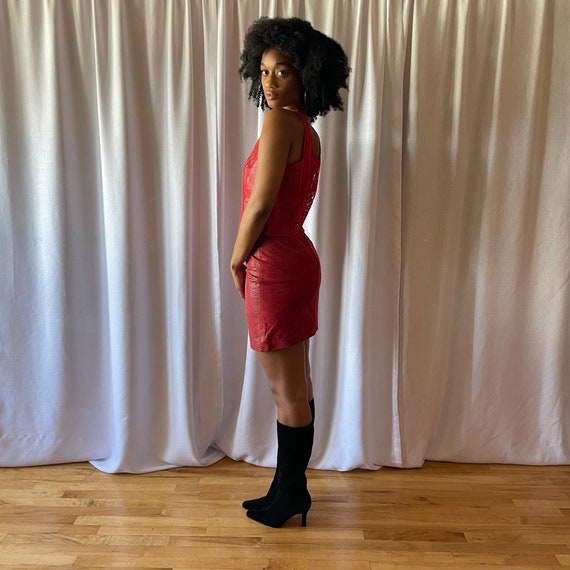 80s Red Matching Set Crop Top Mini Skirt Set Two Piec… - Gem