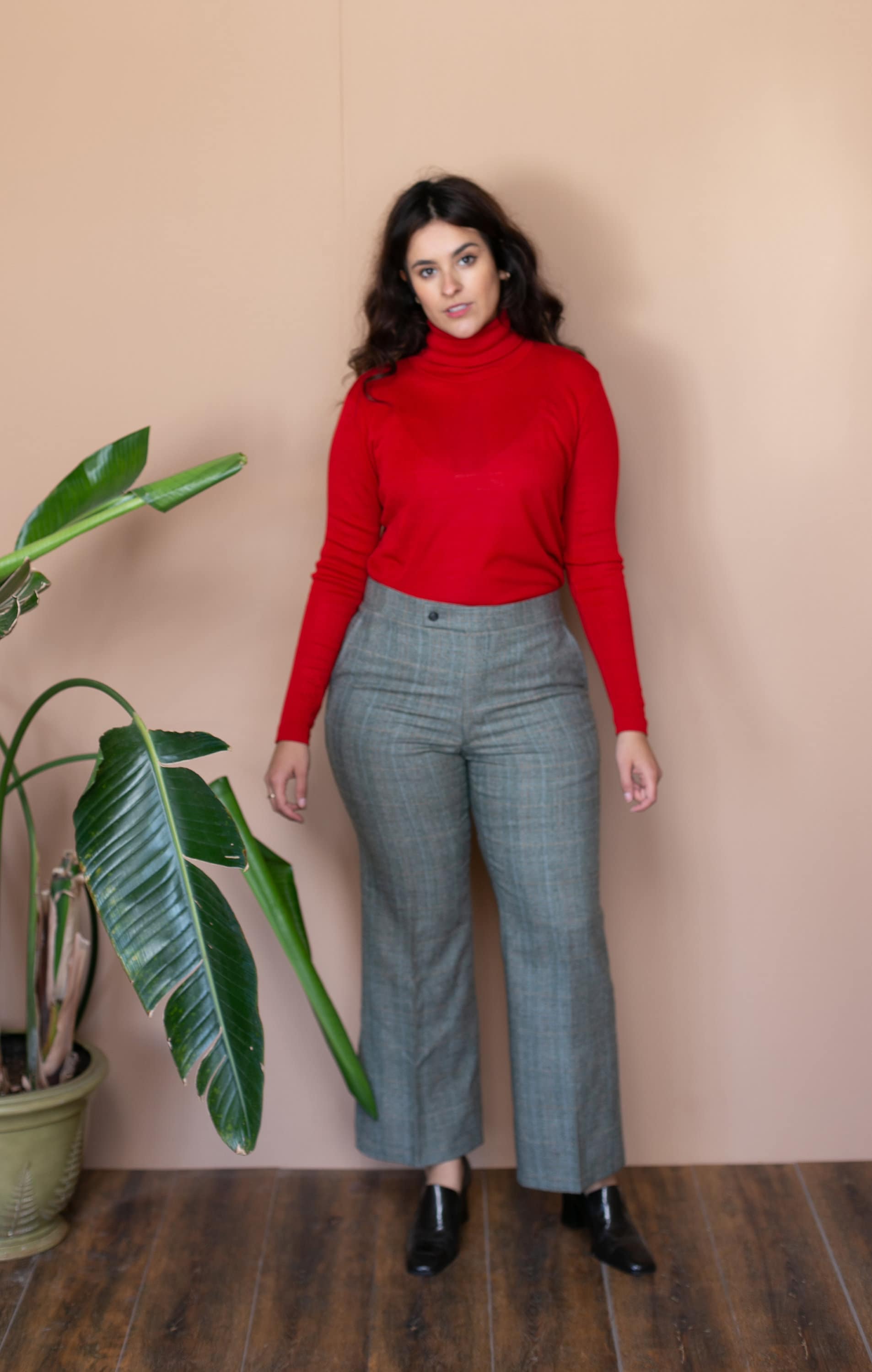 70s Tailored Tweed Trousers Glen Plaid High Waist Pants Dress | Etsy