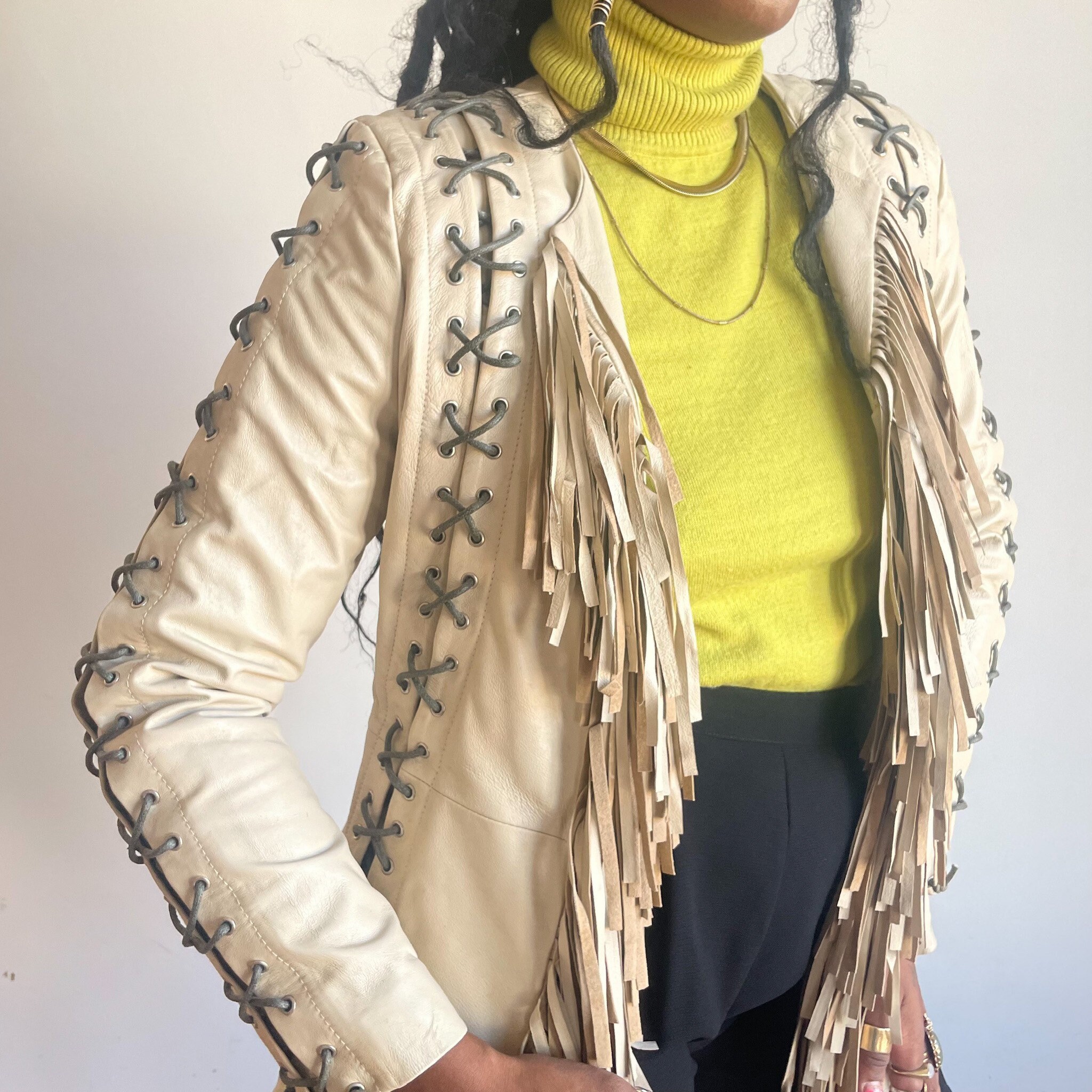 90s Leather Jacket Tan Leather Fringe Jacket Corset Lacing - Etsy