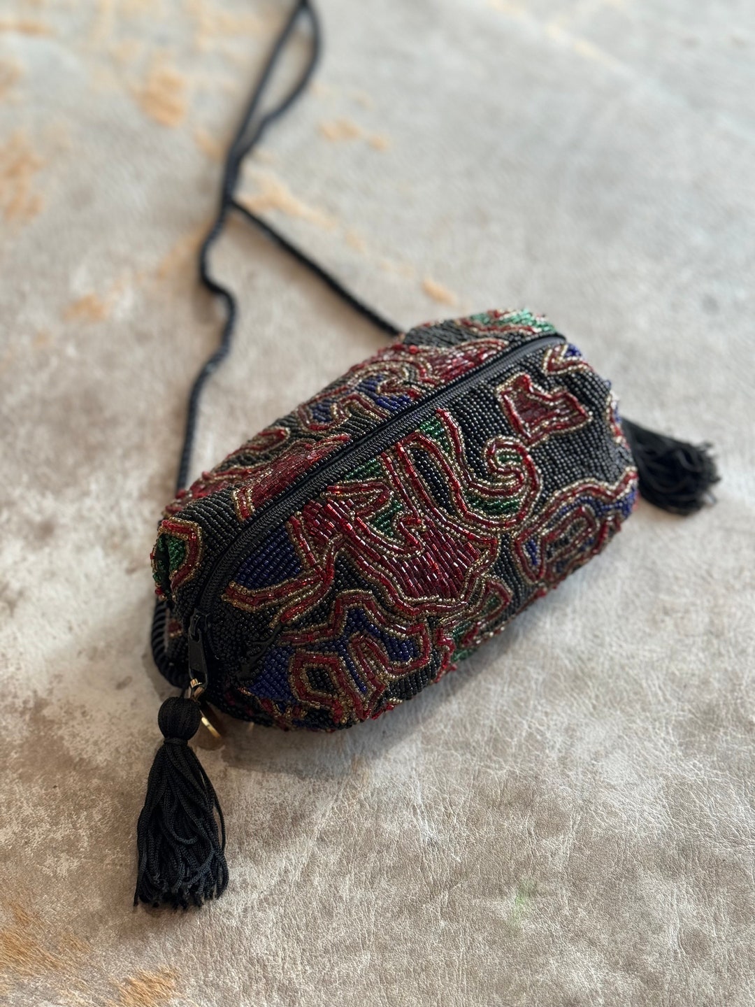 Vintage 80s Christian Dior Beaded Handbag / Evening Occasion Purse Blue ...