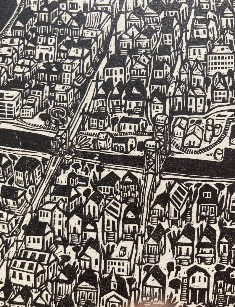 Linocut map of New Orleans | Etsy