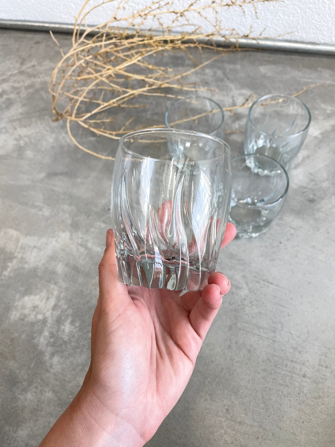 Anchor Hocking Clear Swirl Glassware | Set of 4 | Vintage Clear Glasses ...