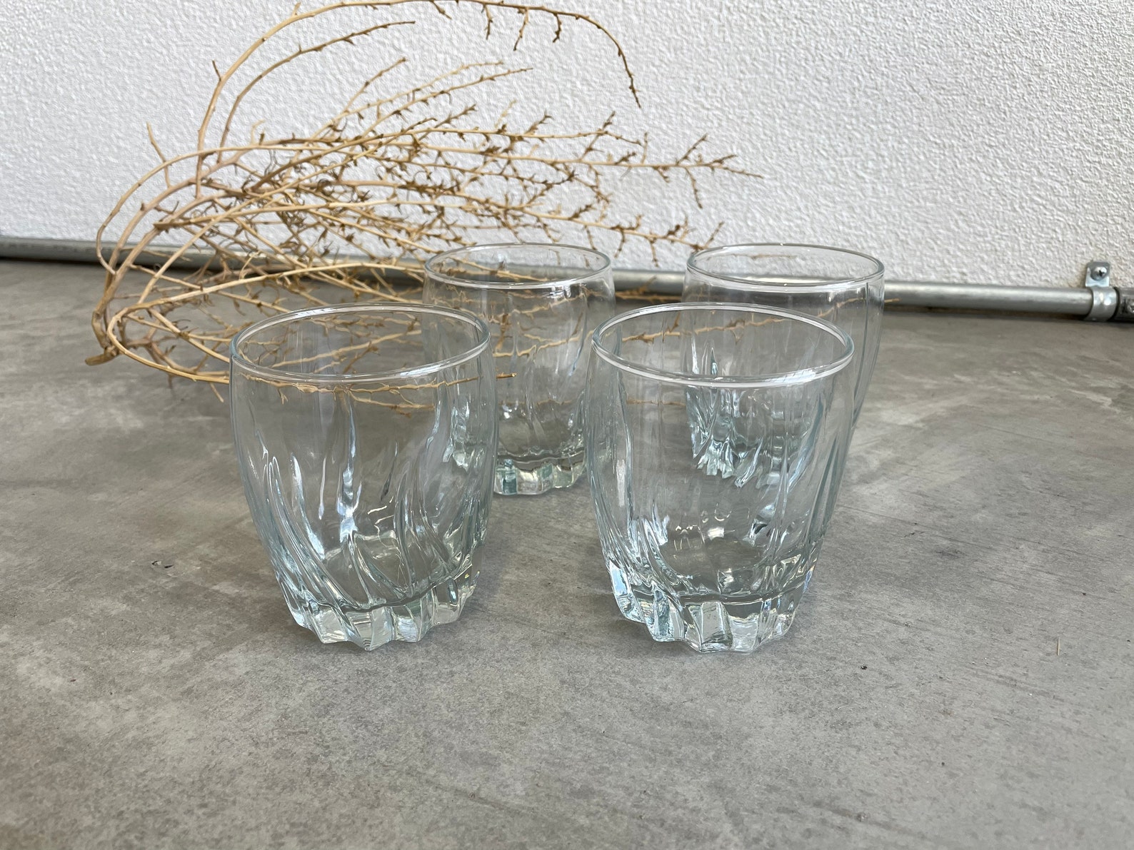 Anchor Hocking Clear Swirl Glassware | Set of 4 | Vintage Clear Glasses ...