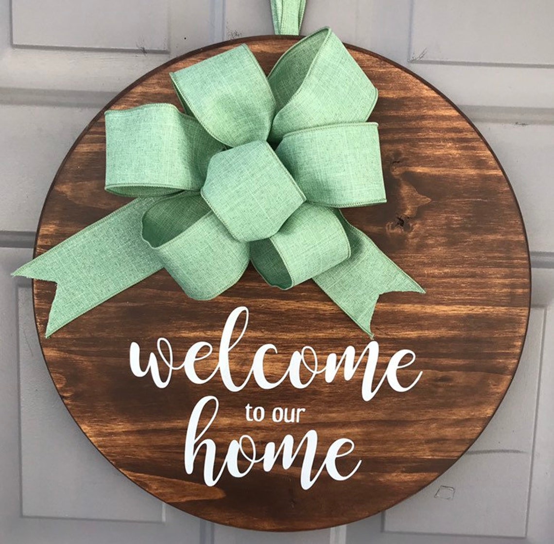 Round Welcome Sign Door Hanger Welcome Sign Round Wood | Etsy