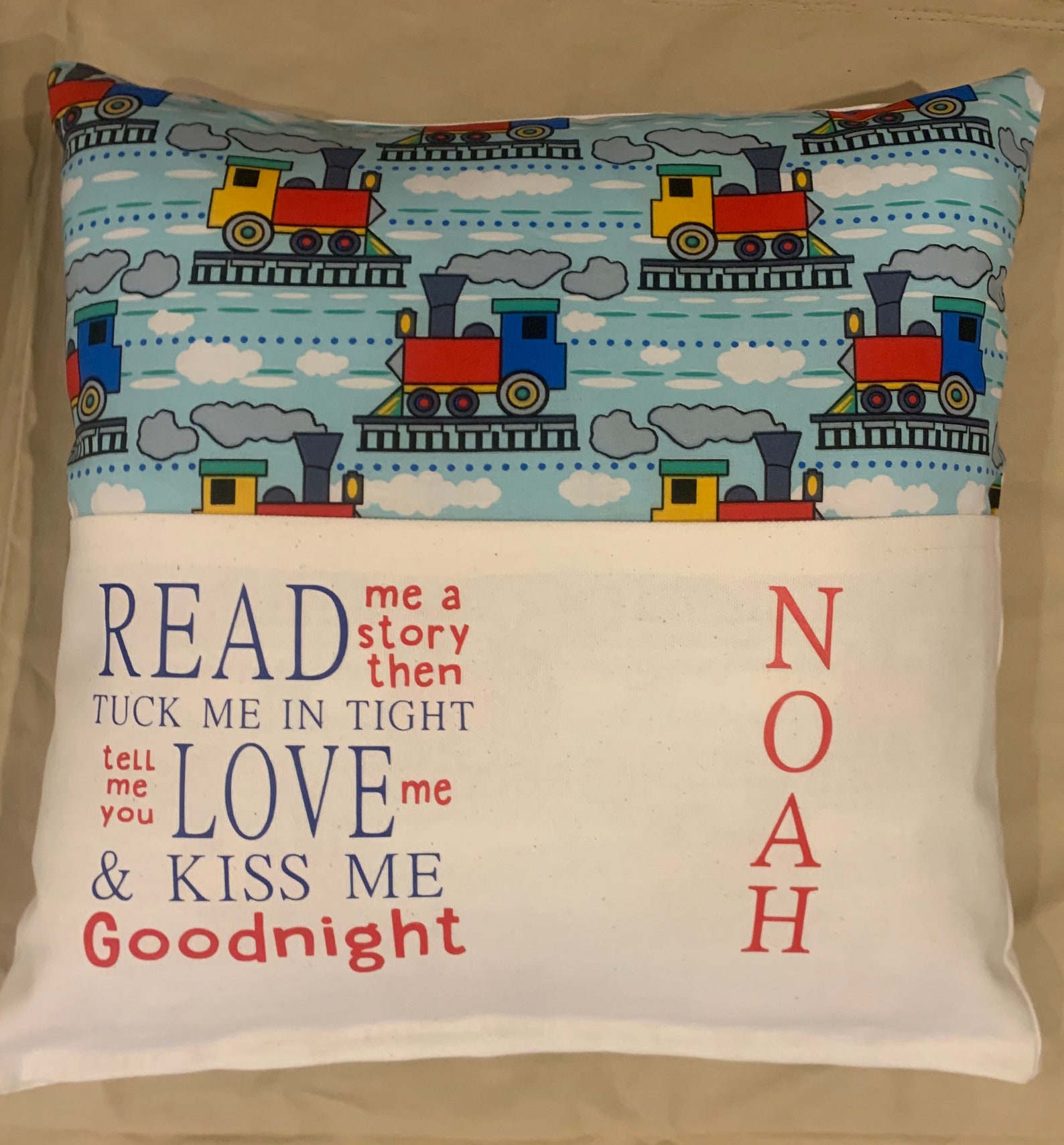TRAIN Pillow Pocket Pillow Young Reader Book Pillow Train - Etsy