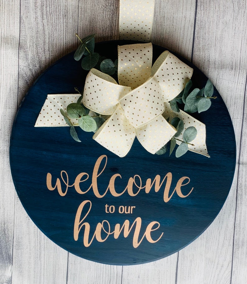 Welcome Sign Door Hanger Welcome Sign Round Wood Welcome - Etsy