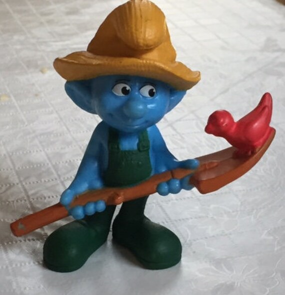 Vintage SMURF farmer PVC 3 Figure With | Etsy