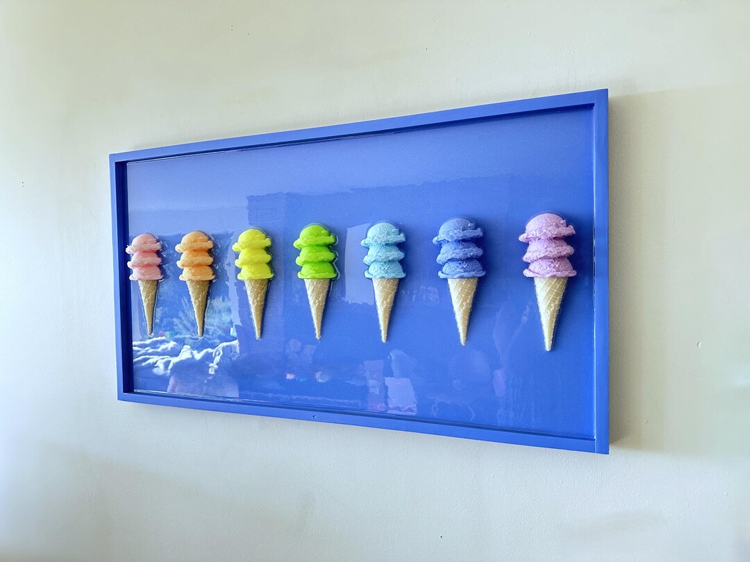 Blue Periwinkle Ice Cream Painting, Pastel Ice Cream Wall Hanging - Etsy
