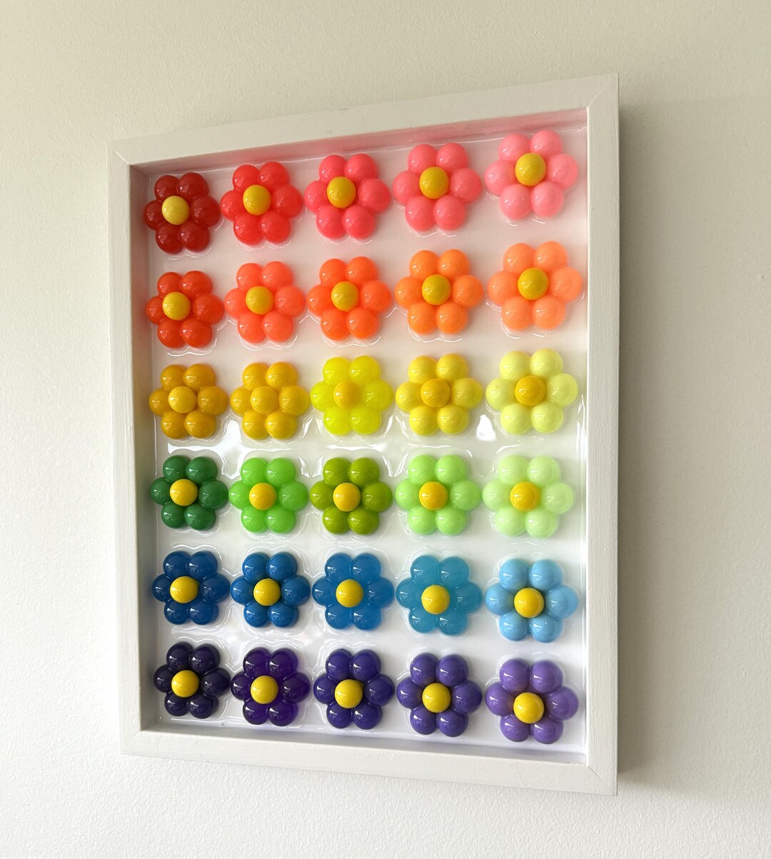 Bubble Daisy Framed Painting, Pop Art Wall Hanging - Etsy