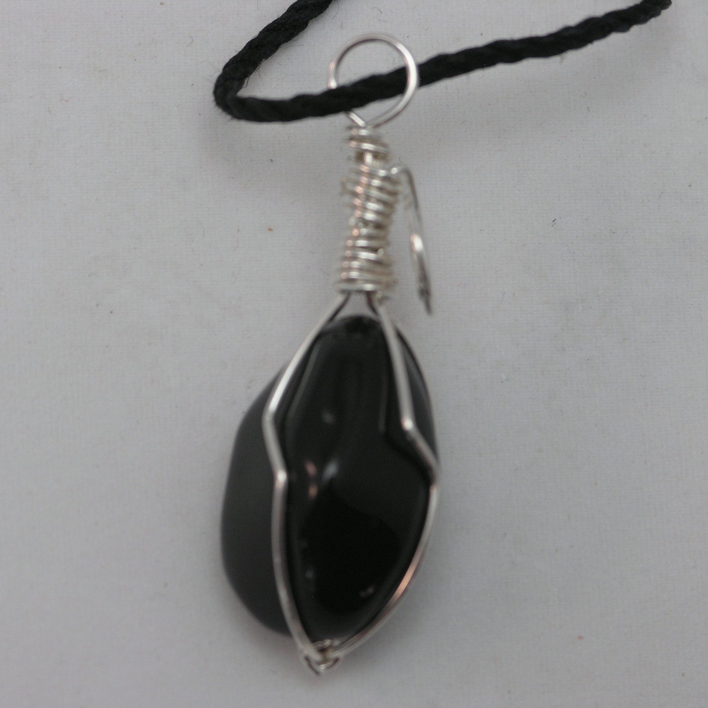 Apache Tears Polished Volcanic Glass Pendant 925 Silver Wire | Etsy