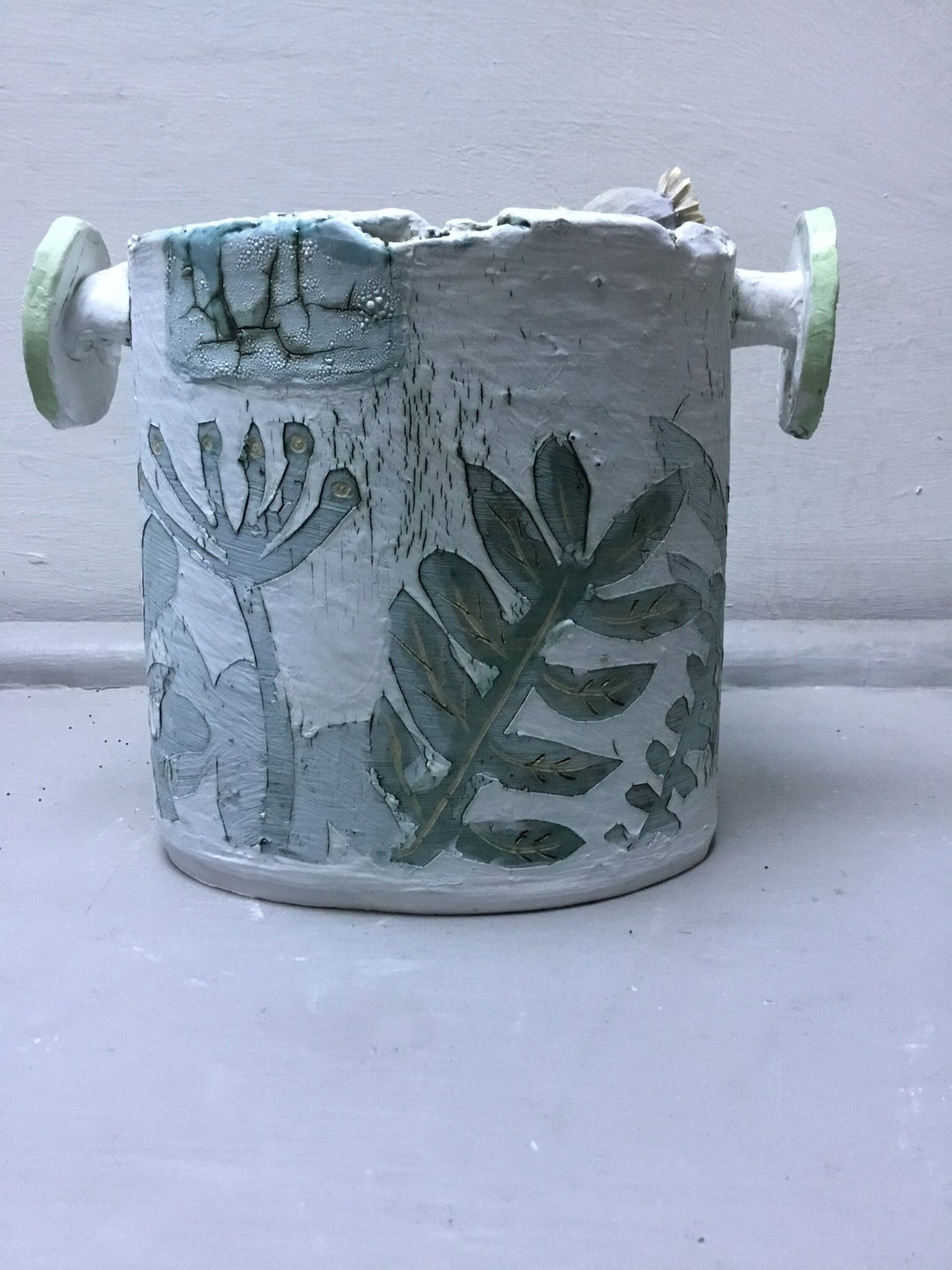 Botanical Themed Stencil Vessel - Etsy