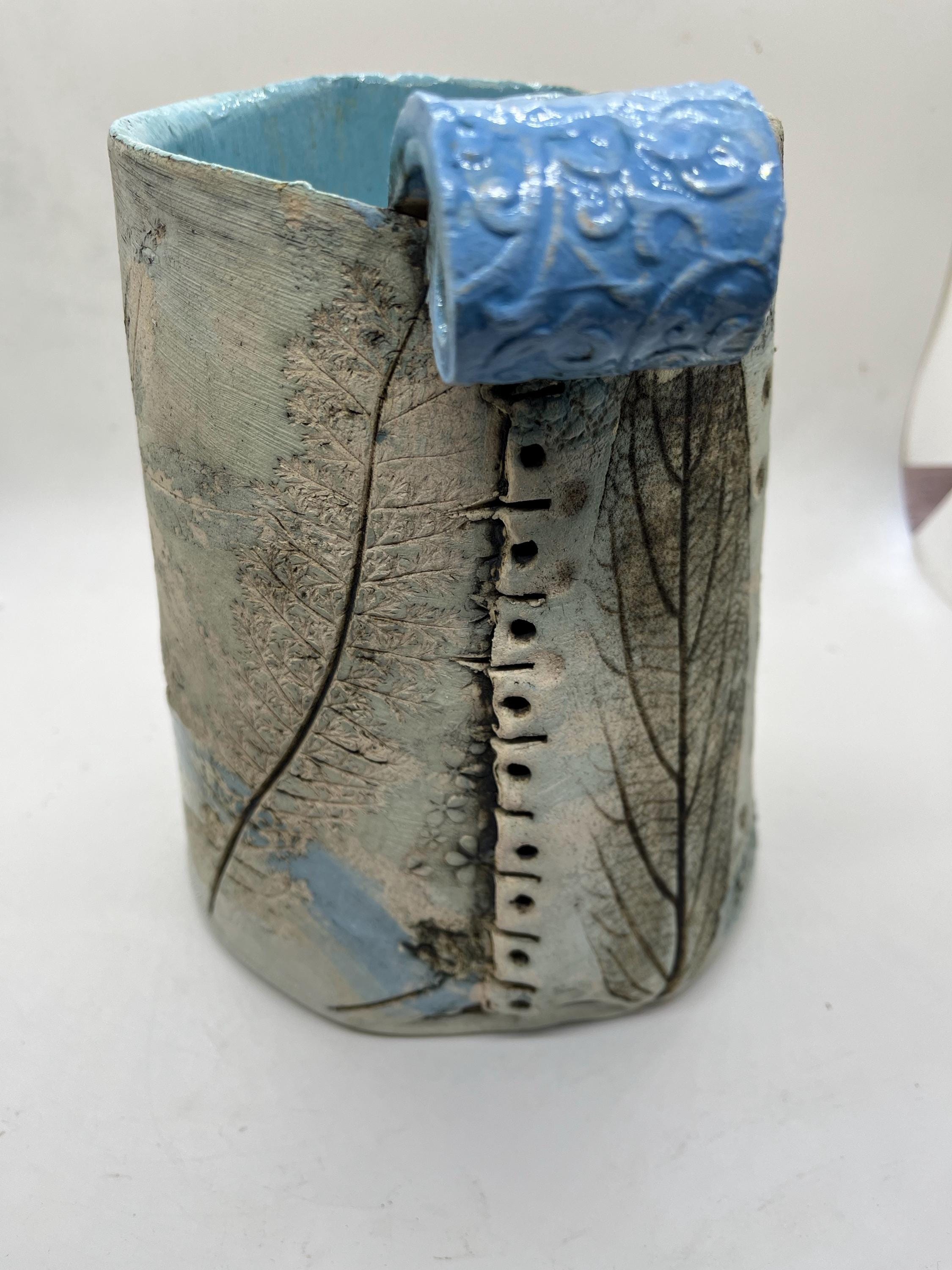 Botanical Themed Ceramics Vessel With Impressed Acer Leaves & Foliage ...