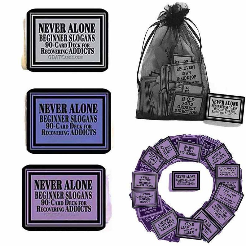 NEVER ALONE (NA) Narcotics Anonymous Beginners 90-card Deck 12-step ...