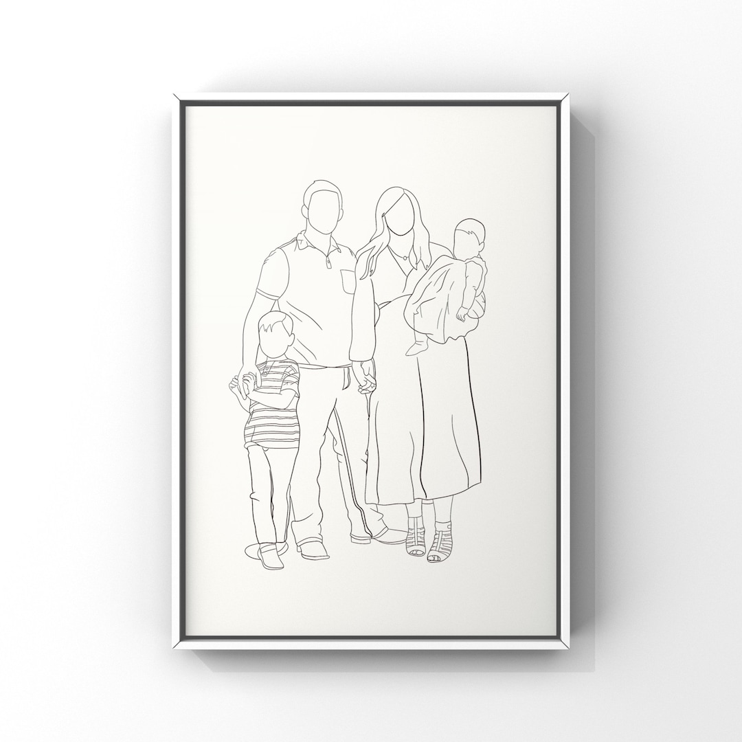Custom Line Drawing Portrait: Modern Family Illustration (digital File ...