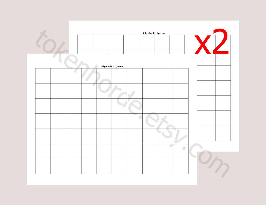 7"x10" Double Sided 1 Inch Square Grid Dry Erase Blank Dungeon Mat ...