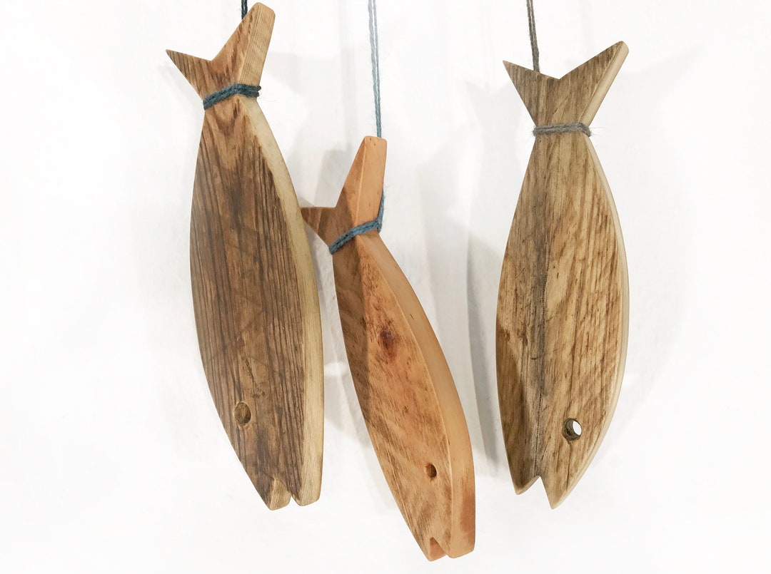 Set of Wooden Fish. Maritime. Decoration. Seawood. Mid-century ...