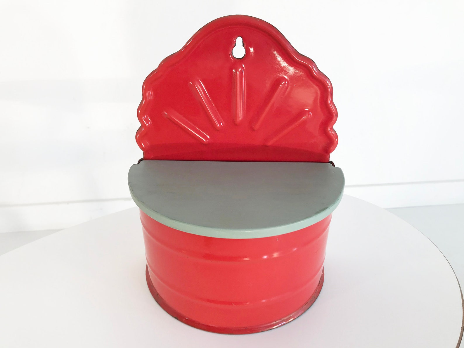 Original old enamel container with folding lid MID CENTURY . | Etsy