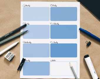 Blue Weekly Planner Bundle - Etsy