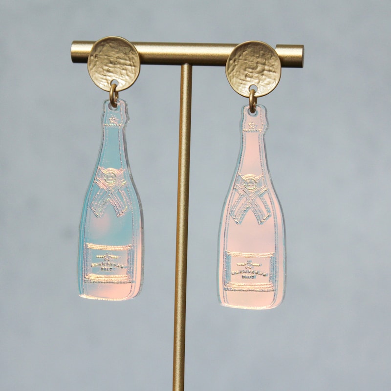 Champagne Bottle Earrings - Etsy