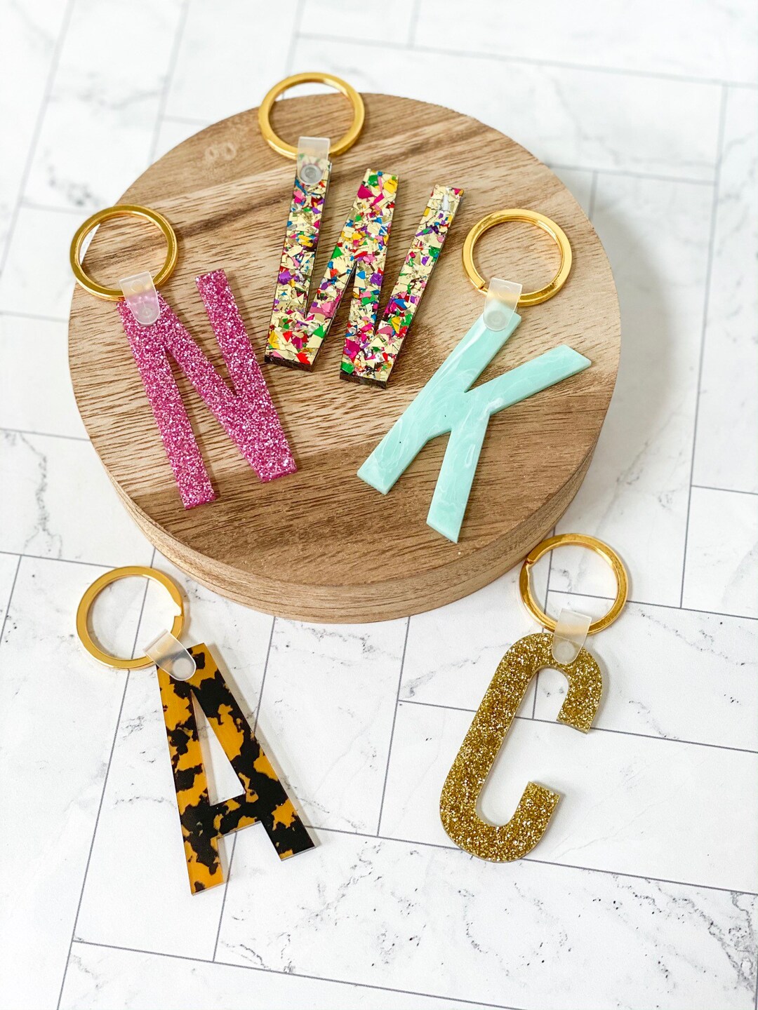 Acrylic Letter Keychain | Initial Keychain | Glitter Letter Keyring ...