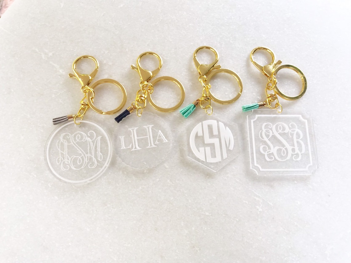 Monogram Acrylic Keychain Monogram Keychain Custom Monogram | Etsy