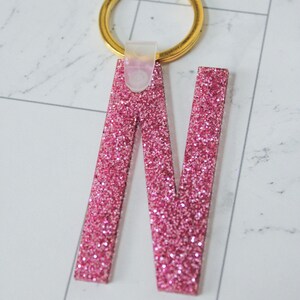 Acrylic Letter Keychain | Initial Keychain | Glitter Letter Keyring ...