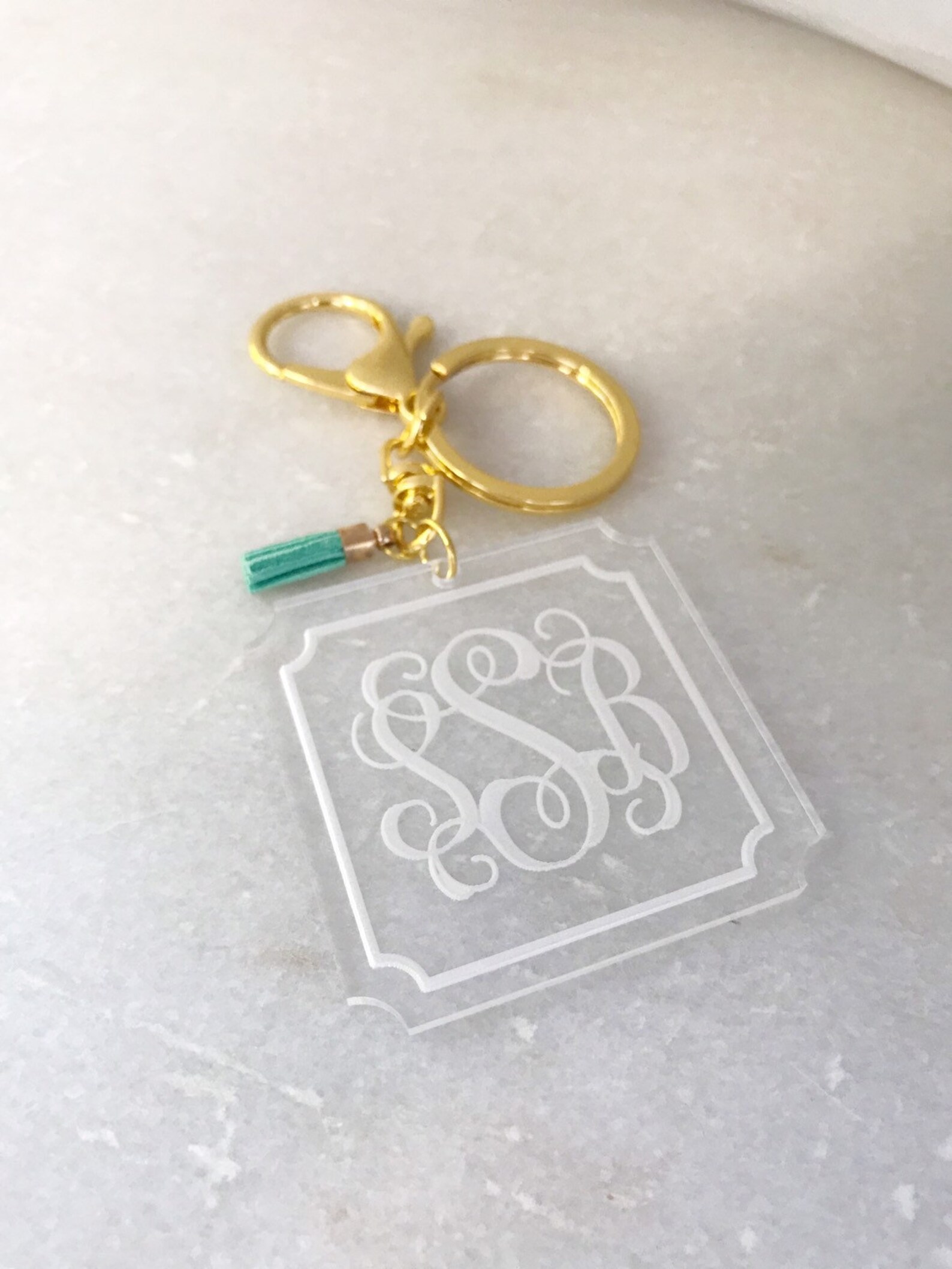 Monogram Acrylic Keychain Monogram Keychain Custom Monogram | Etsy