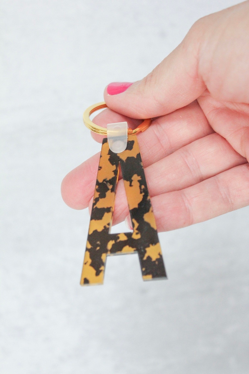 Acrylic Letter Keychain Initial Keychain Glitter Letter | Etsy