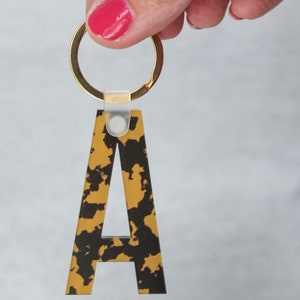Acrylic Letter Keychain | Initial Keychain | Glitter Letter Keyring | Tortoise Shell Keychain ...