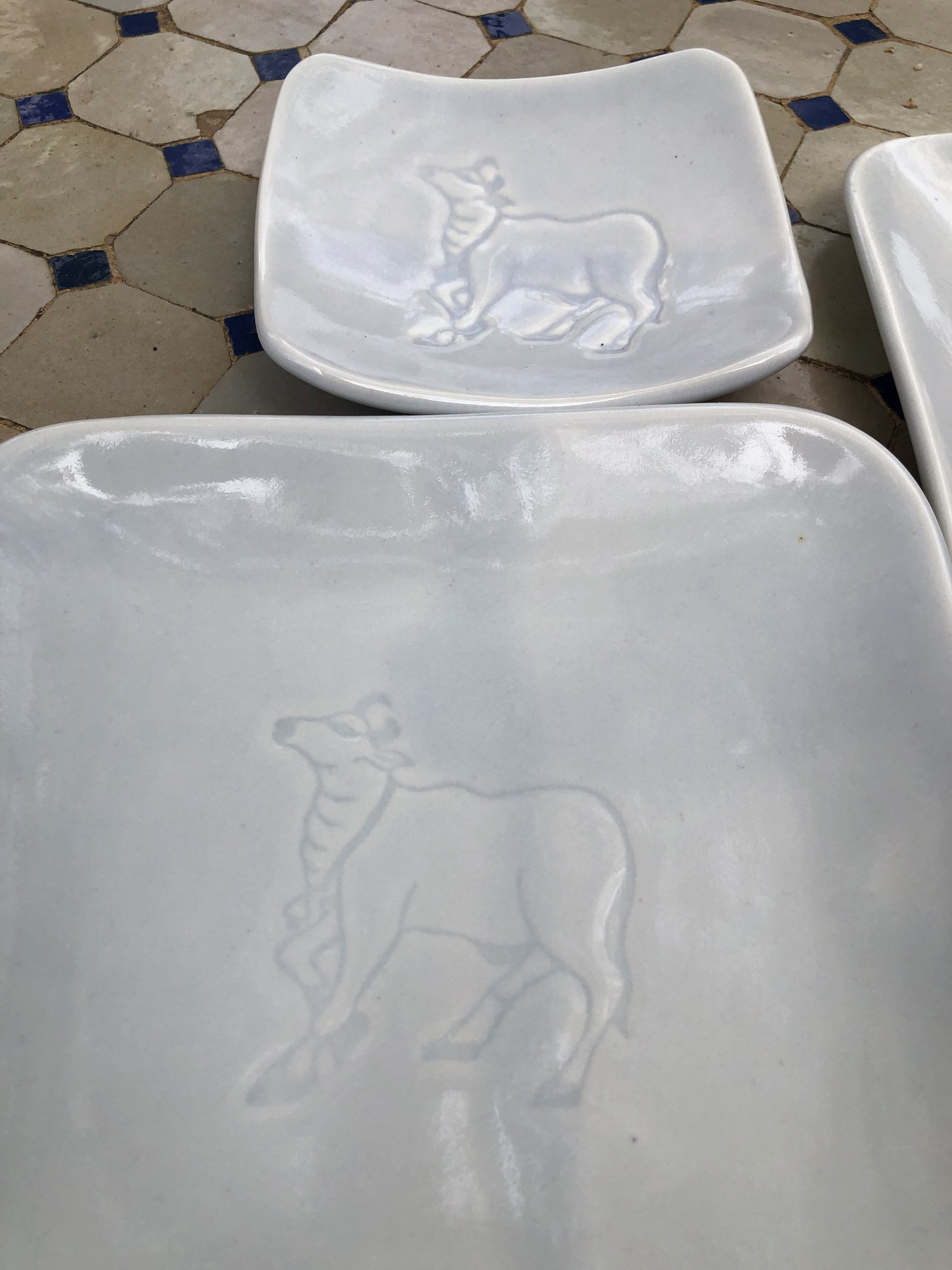 Set of 3 Platters, Indian Cow Block Print, Serving Platters, Nesting ...