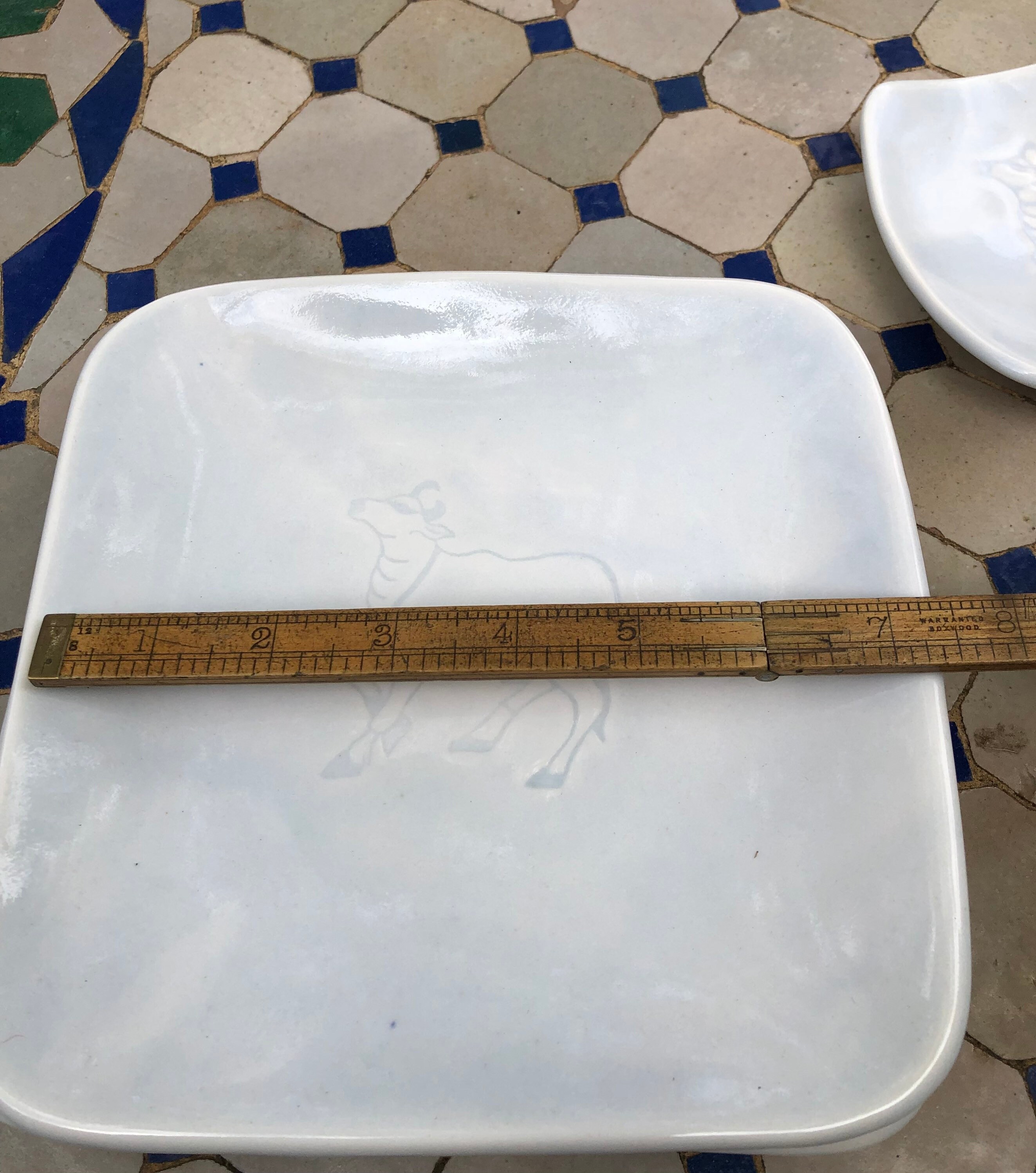 Set of 3 Platters, Indian Cow Block Print, Serving Platters, Nesting ...