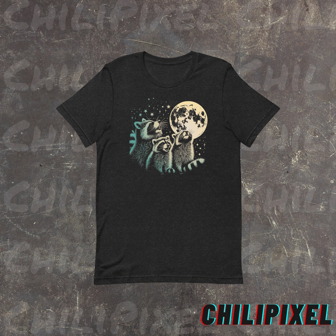 Retro Raccoon Moon Tshirt, Three Raccoons Vintage Graphic T-shirts ...