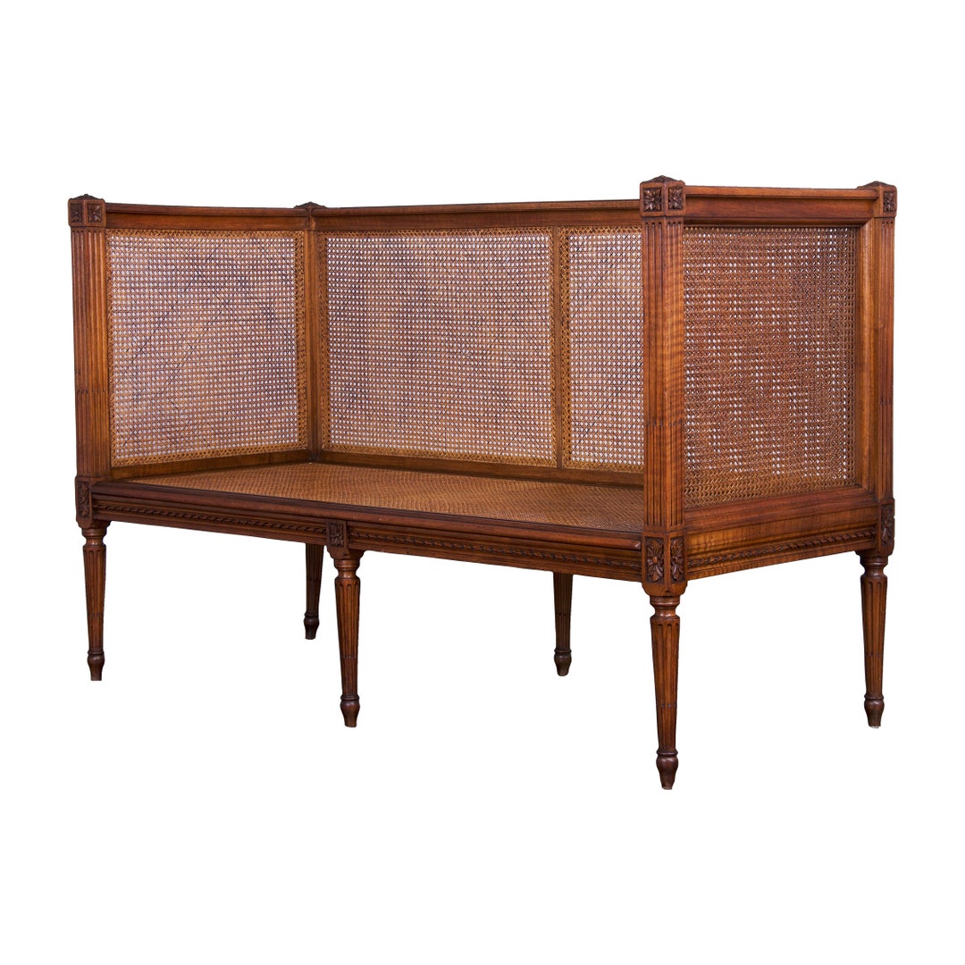 Antique French Louis XVI Style Walnut Cane Loveseat Settee - Etsy