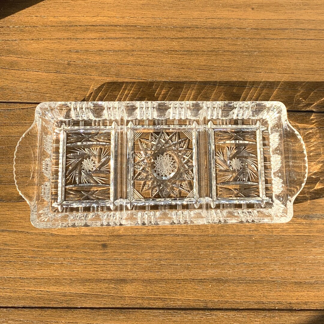Vintage Cut Crystal Relish Dish, Three Part Divided Serving Tray - Etsy