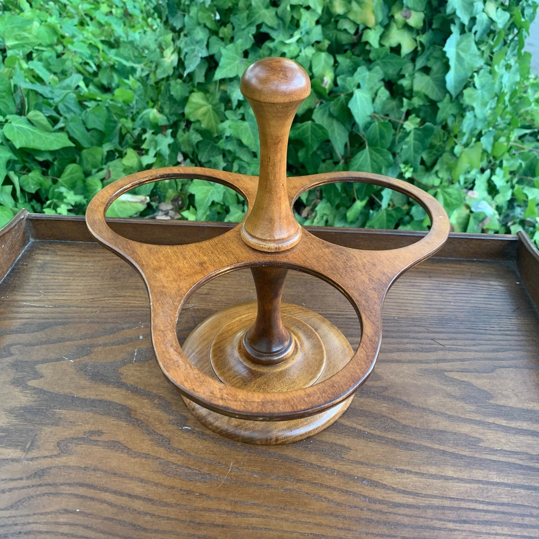 1970s Wood Condiment Lazy Susan, Side Dish Server, Solid Wood, Turned ...