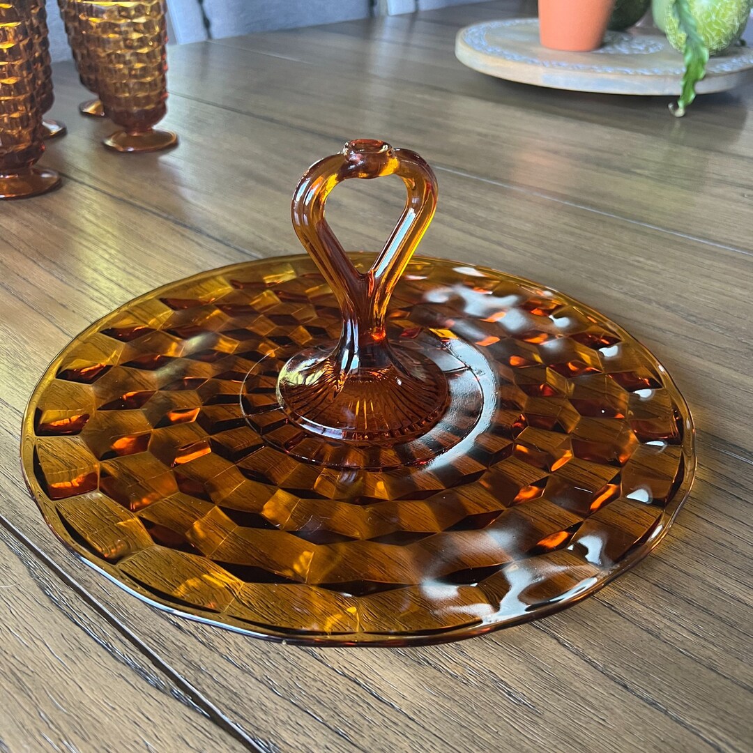 Indiana Glass Whitehall Sandwich Tray, Pattern 521, 1970s Orange Amber ...