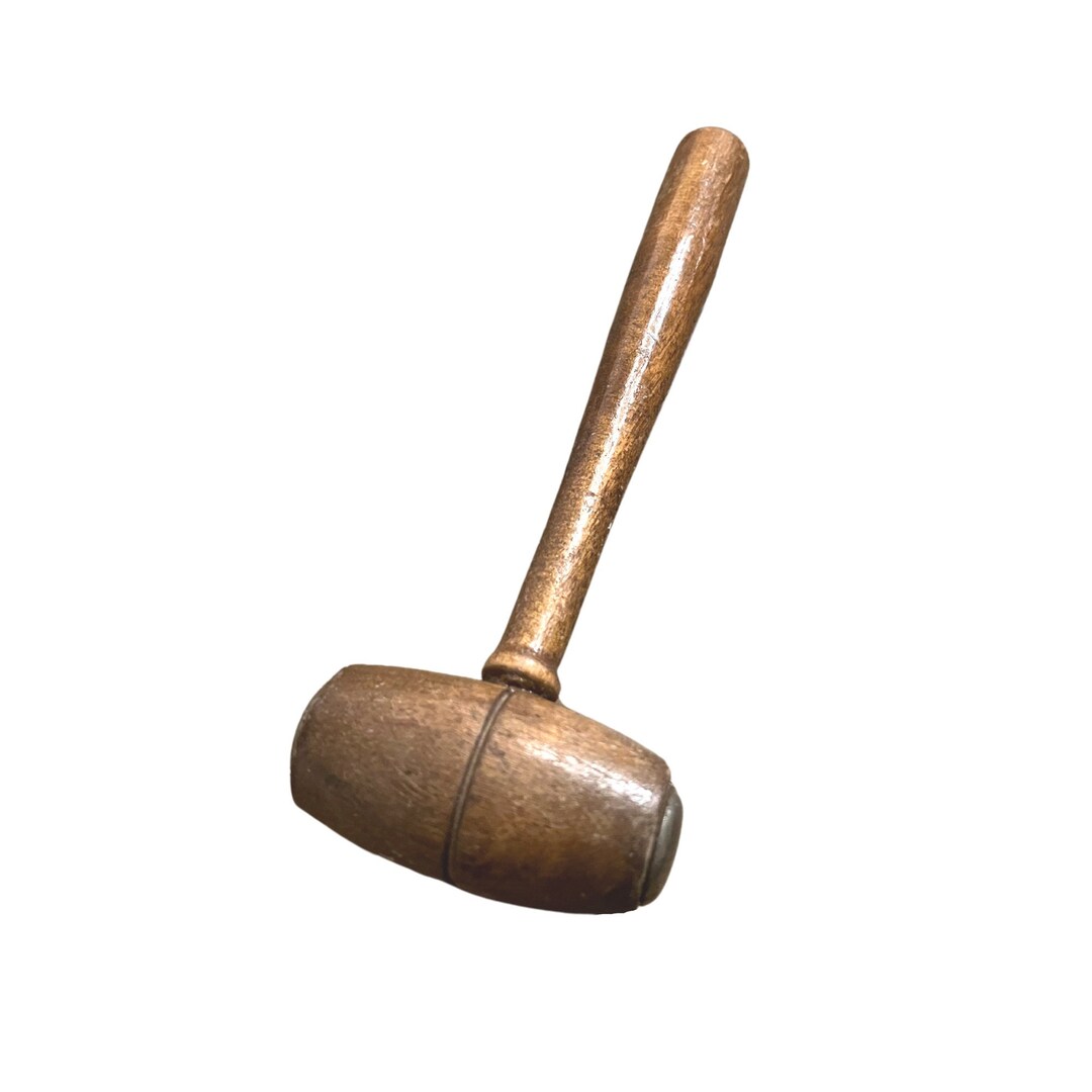 Vintage Wooden Gavel, Double Metal Face Plates, Hammer, Wood Working ...