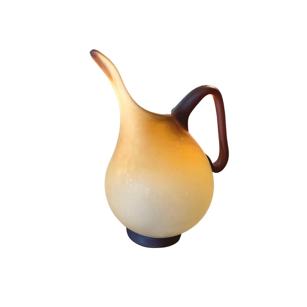Vintage Pilgrim Glass Pitcher, Satin Ombre Art Glass, Yellow and Brown ...