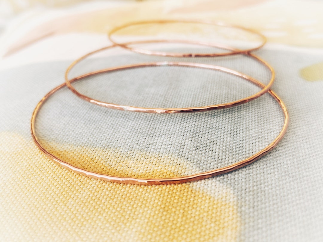Copper Bangle 3, Hammered, Stacking Bangle, Organic, Copper Jewelry ...