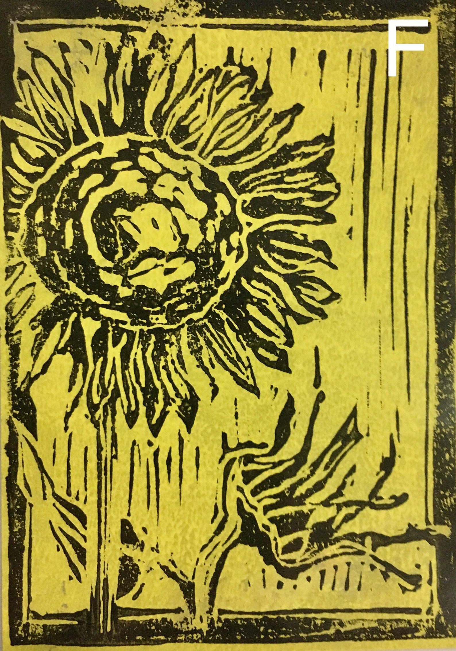 Original Sunflower Linoleum Prints 2.5in.x 3.5in. - Etsy
