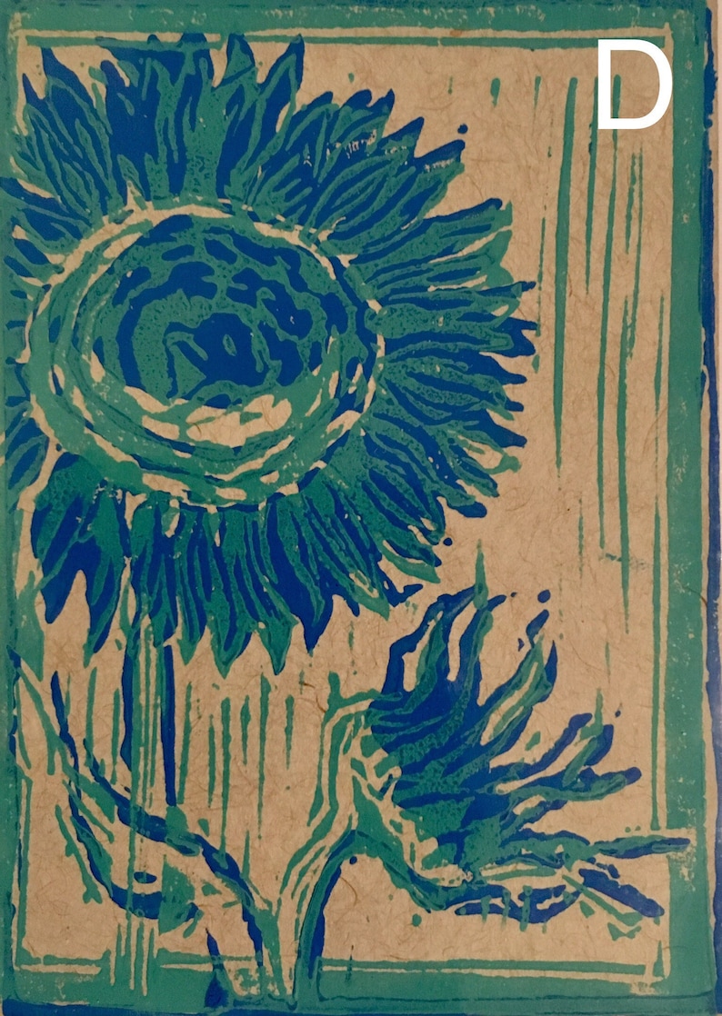 Original Sunflower Linoleum Prints 2.5in.x 3.5in. - Etsy