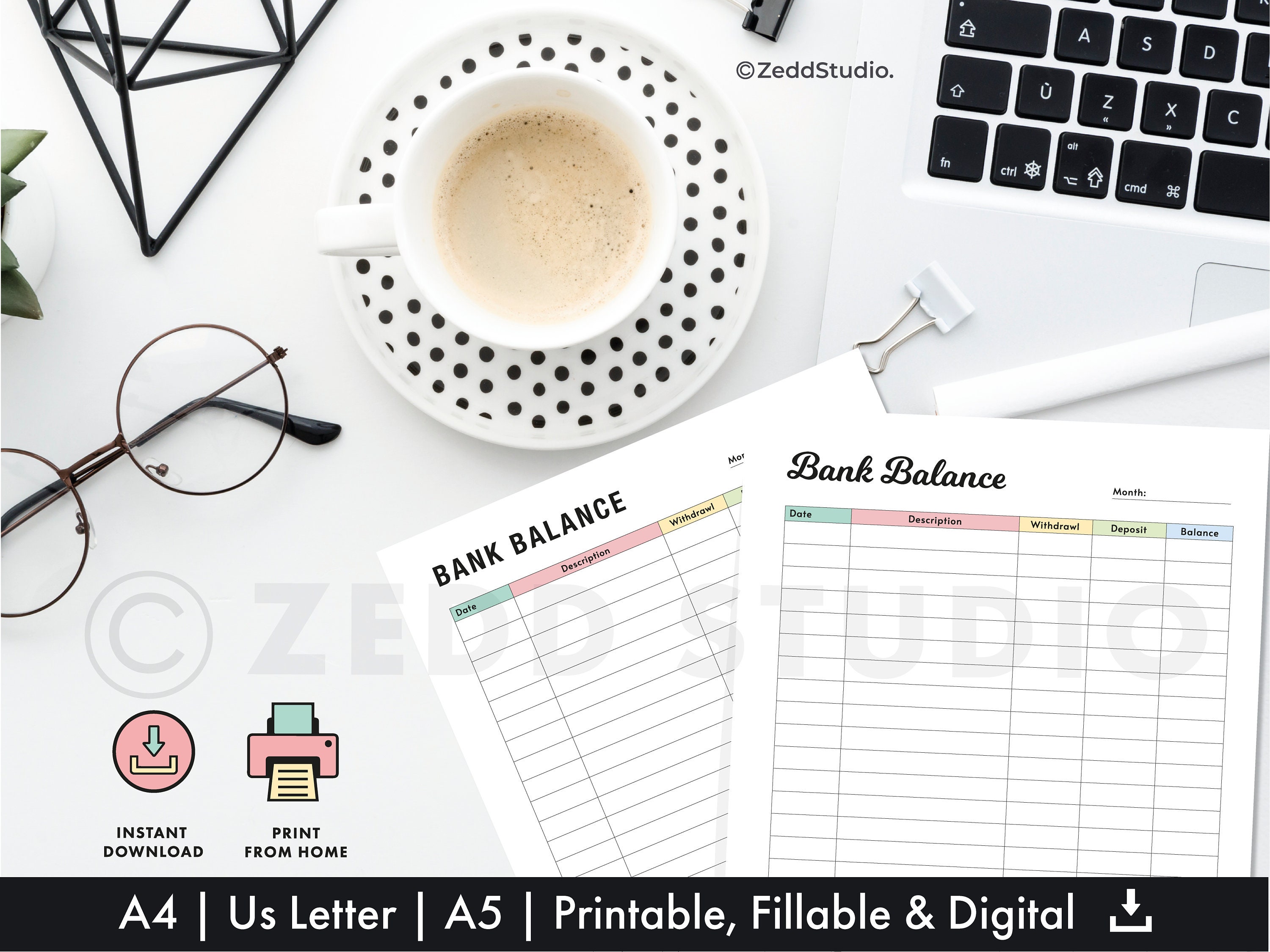 Bank Balance Editable Tracker, Printable Expense Tracker, Payment ...