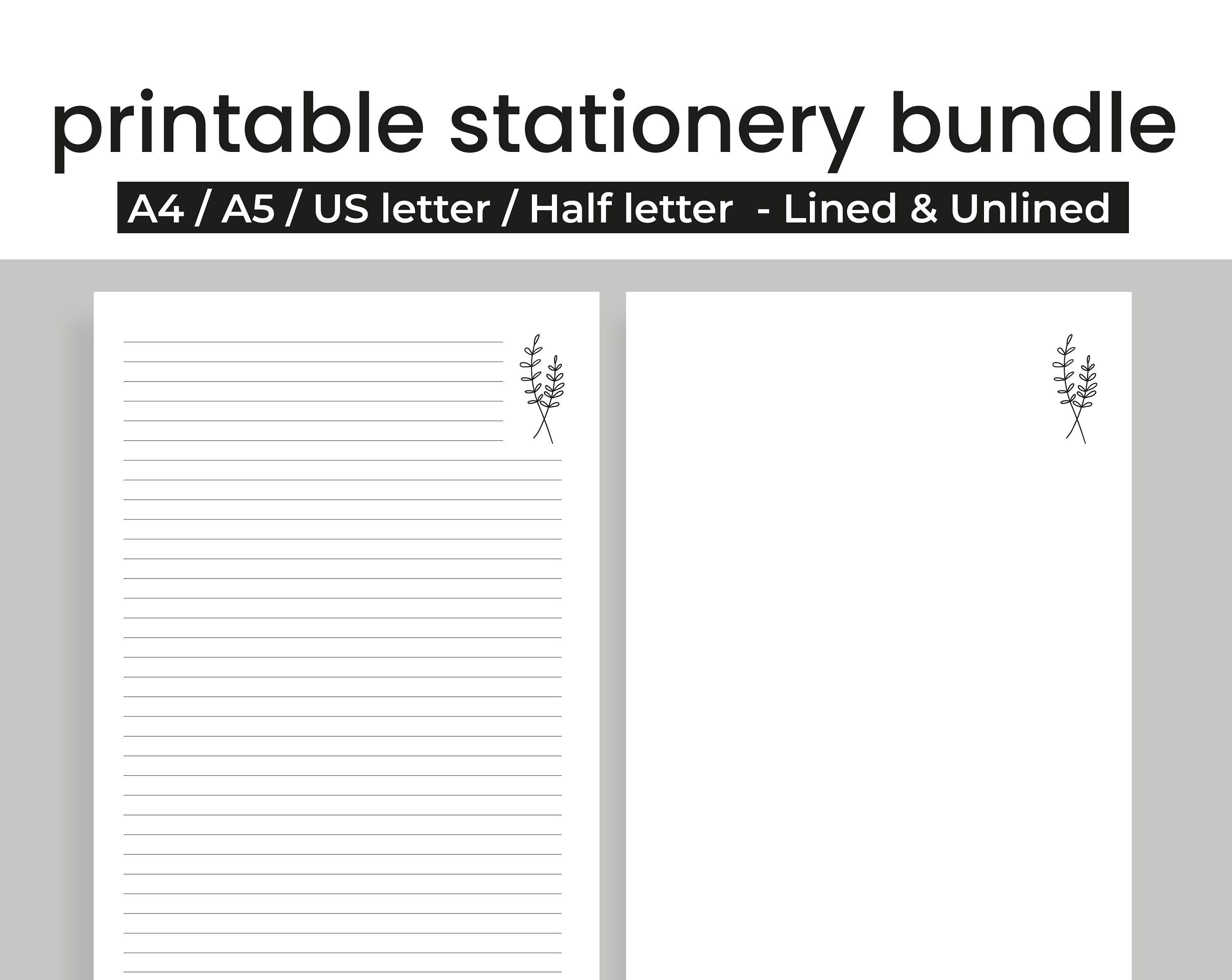 Lined Paper Bundle Instant Download Unlined Paper Etsy