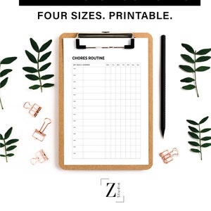 Daily Chores Checklist A4 A5 US Letter Half Size PDF - Etsy