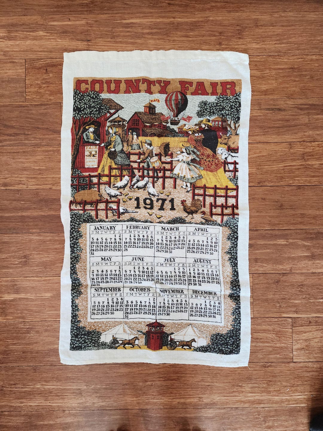 Farmhouse Scene 1971 Linen Calendar Towel - Etsy