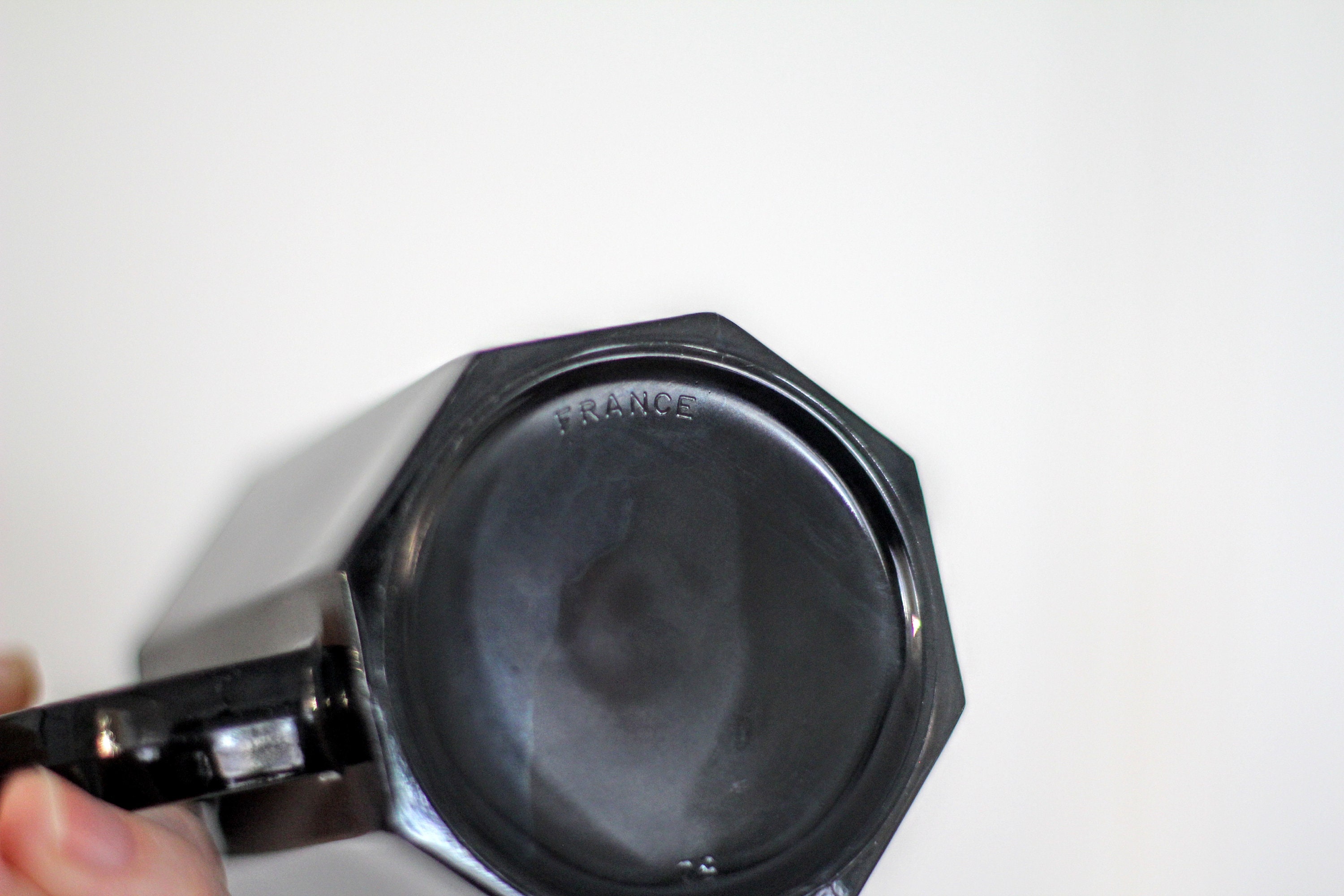 Black Octagonal Arcoroc Glass Coffee Mugs, Made in France, Set of Four ...