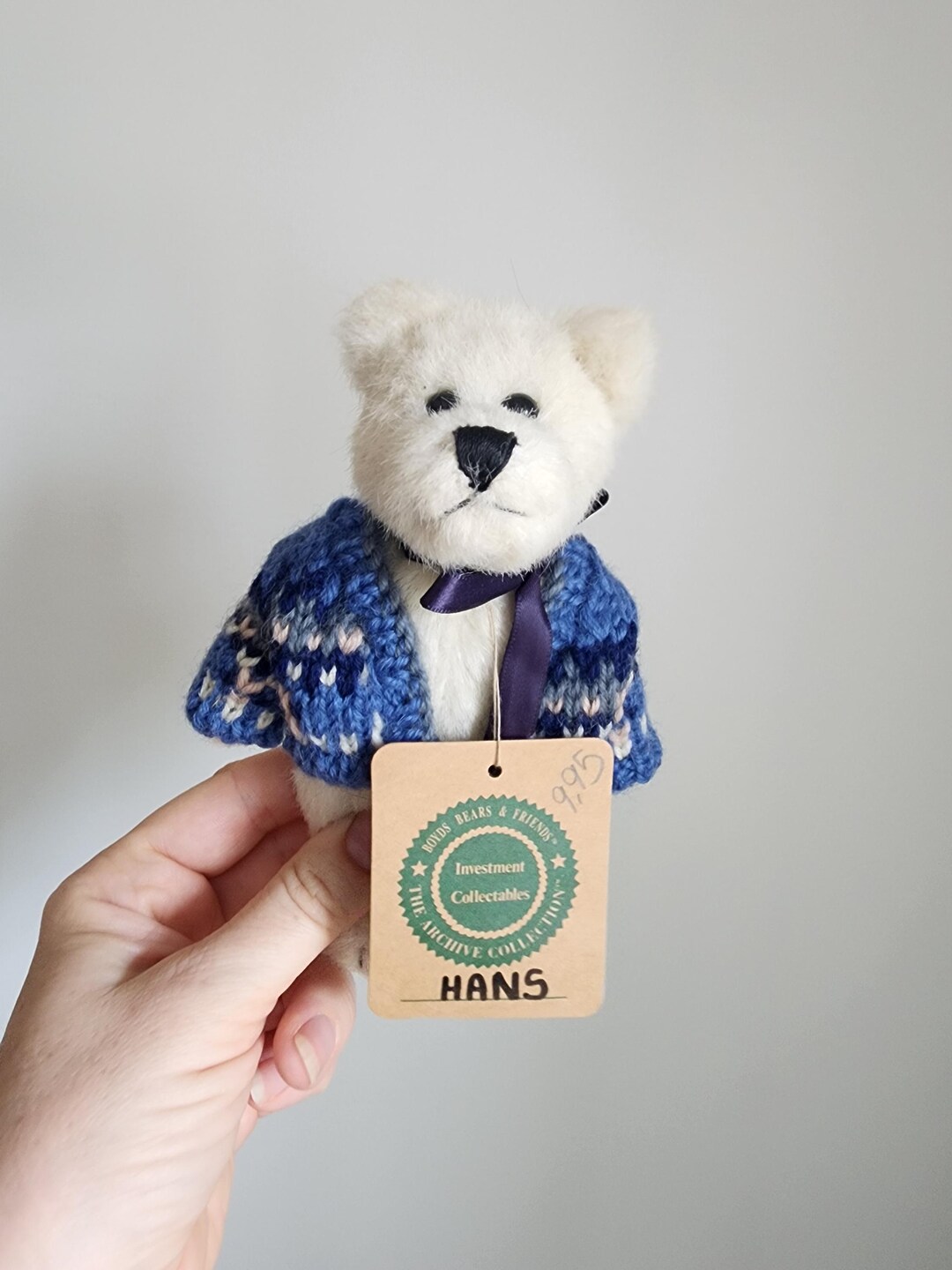 Boyd's Bears "hans" White Bear in Blue Sweater - Etsy