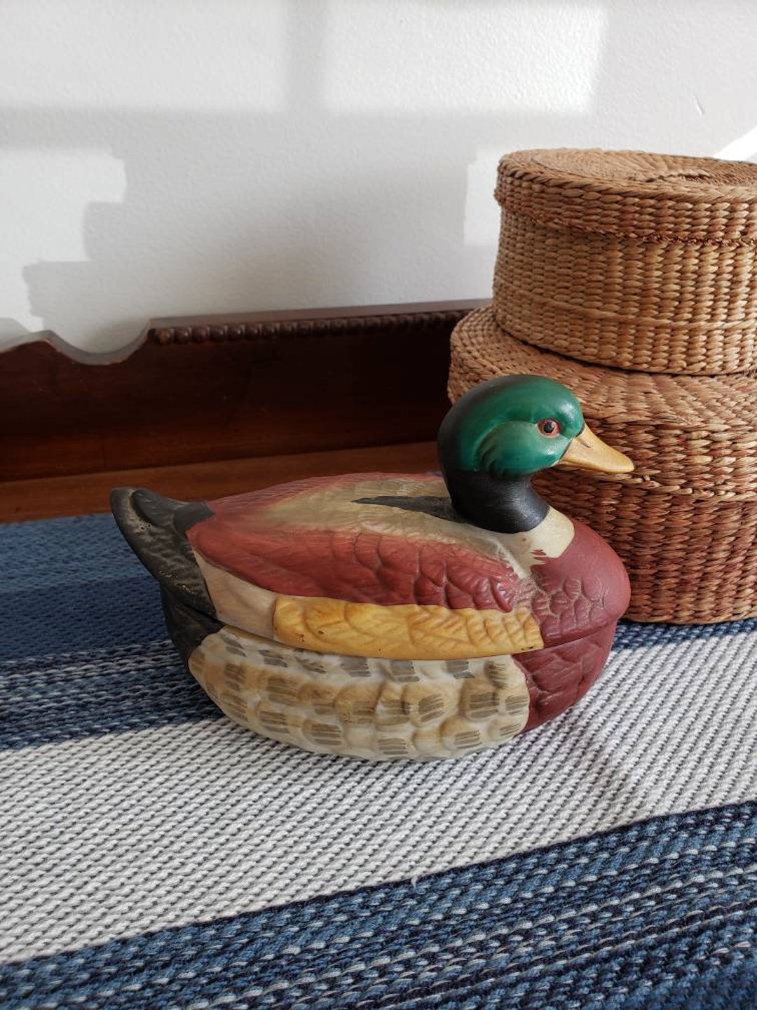 Vintage Mallard Duck Container With Lid - Etsy