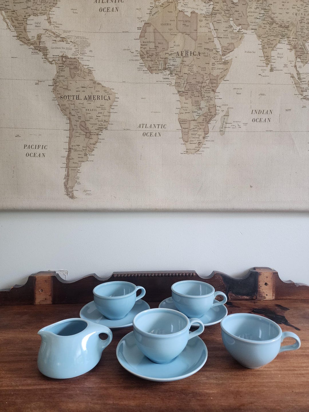 Russel Wright Light Blue Iroquois Casual China MCM Creamer, Tea Cups ...